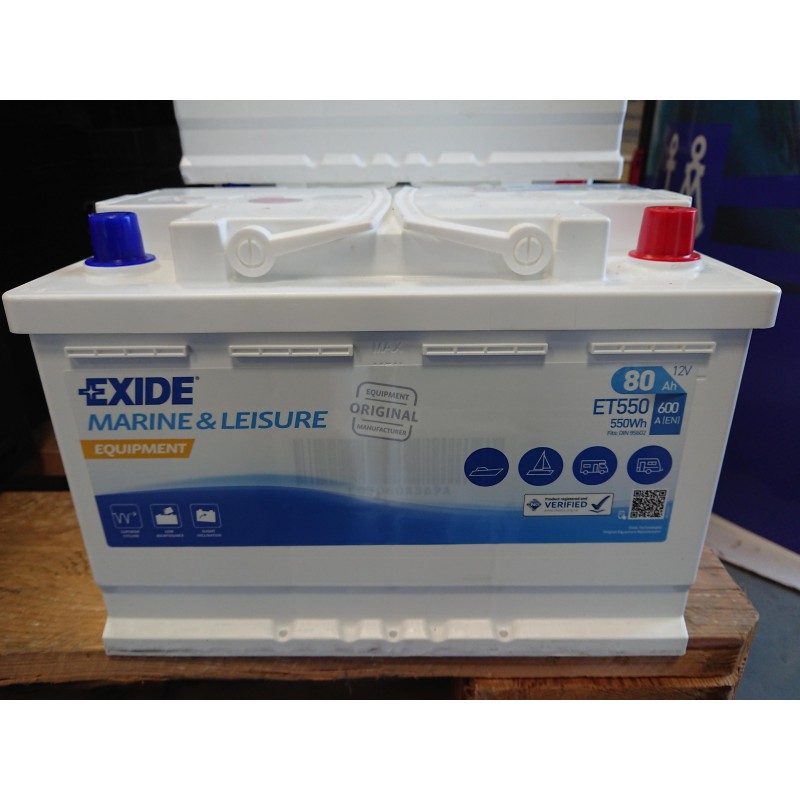 Batterie décharge lente Exide ET550 12V 80AH 278x175x190 MM